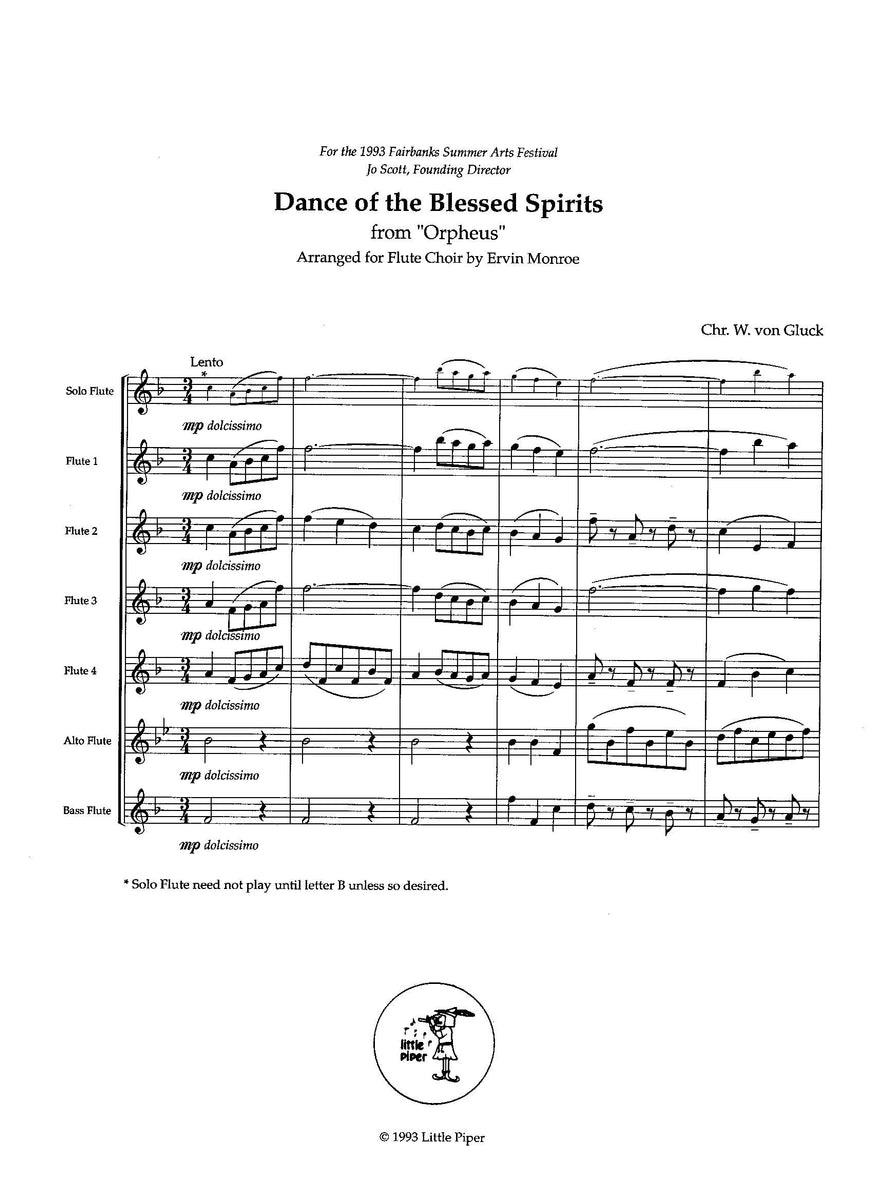 GLUCK: Minuet and Dance of the Blessed Spirits – Little Piper Publishing